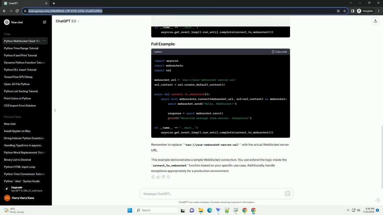 How to create Python secure websocket client request