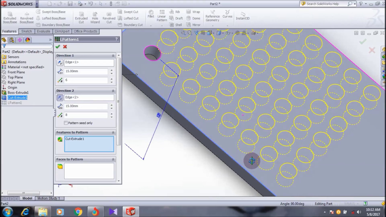 Learn SolidWorks Linear Pattern Feature Tutorial _ SolidWorks Tutorials for Beginners
