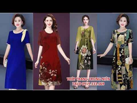 Đầm Suông Trung Niên Giấu Bụng dành cho người béo bụng cao cấp U40, U50 sang trọng 2020 tphcm