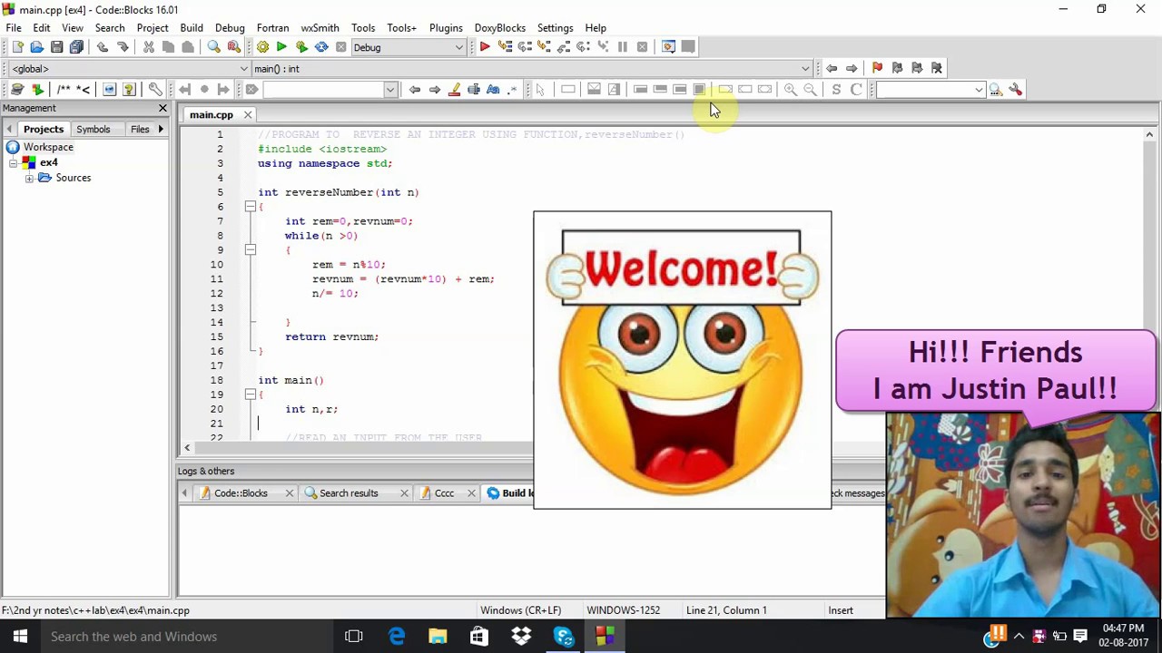 Program to reverse an integer using a function.!!!