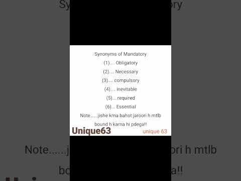 All important synonyms of Mandatory 🔥🔥🔥 follow me 🙌🙌 like and subscribe my channel 👍👍👍