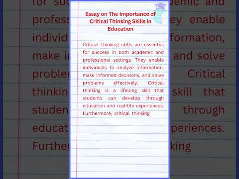 Essay on The Importance of Critical Thinking Skills in Education