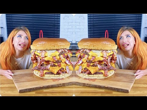 GIANT Burgers BIG Bites ASMR Mukbang 먹방 #shorts