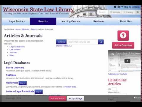 Legal research databases at the Wisconsin State Law Library