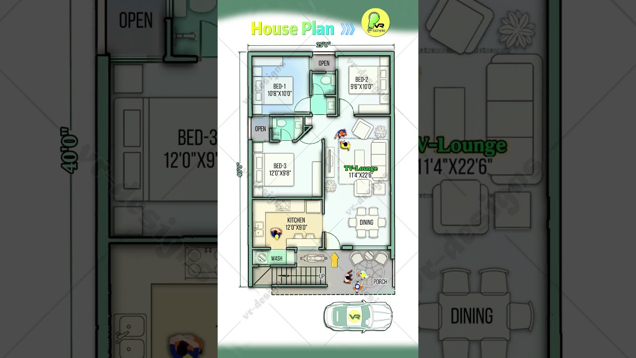 25×40 house plan, east facing, 3-bhk with porch, 25'*40' #houseplan #indianhouseplan #housemap