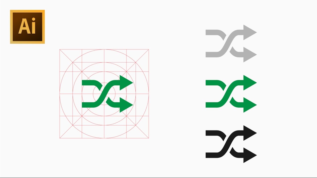 How to Draw Shuffle Icon Using Grid - Adobe Illustrator