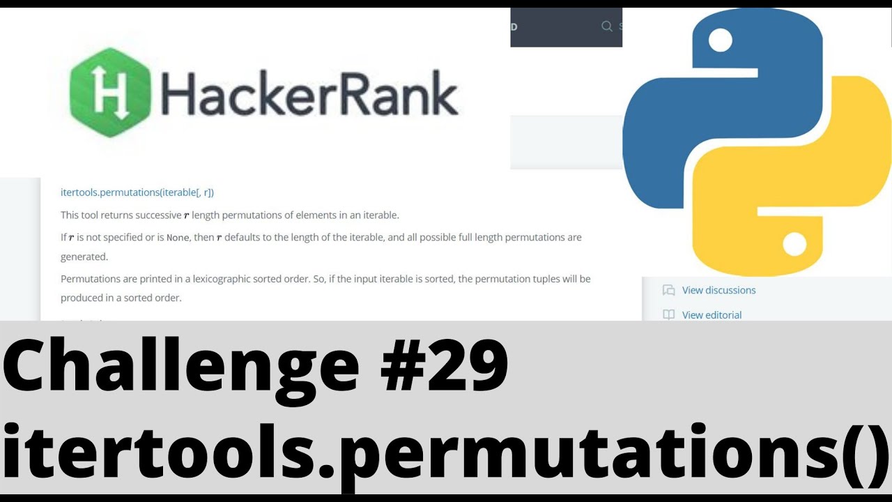 Hackerrank Python | Challenge #29 | itertools.permutations()