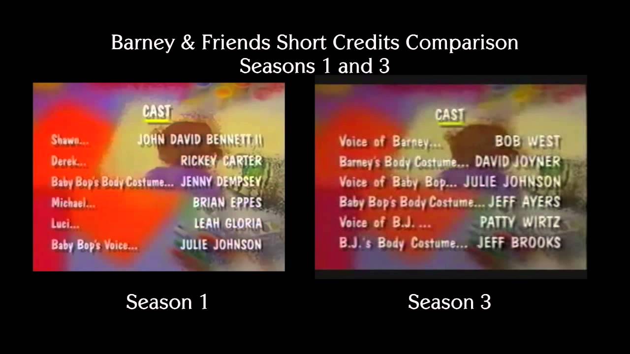 Barney & Friends Short Credits Comparison