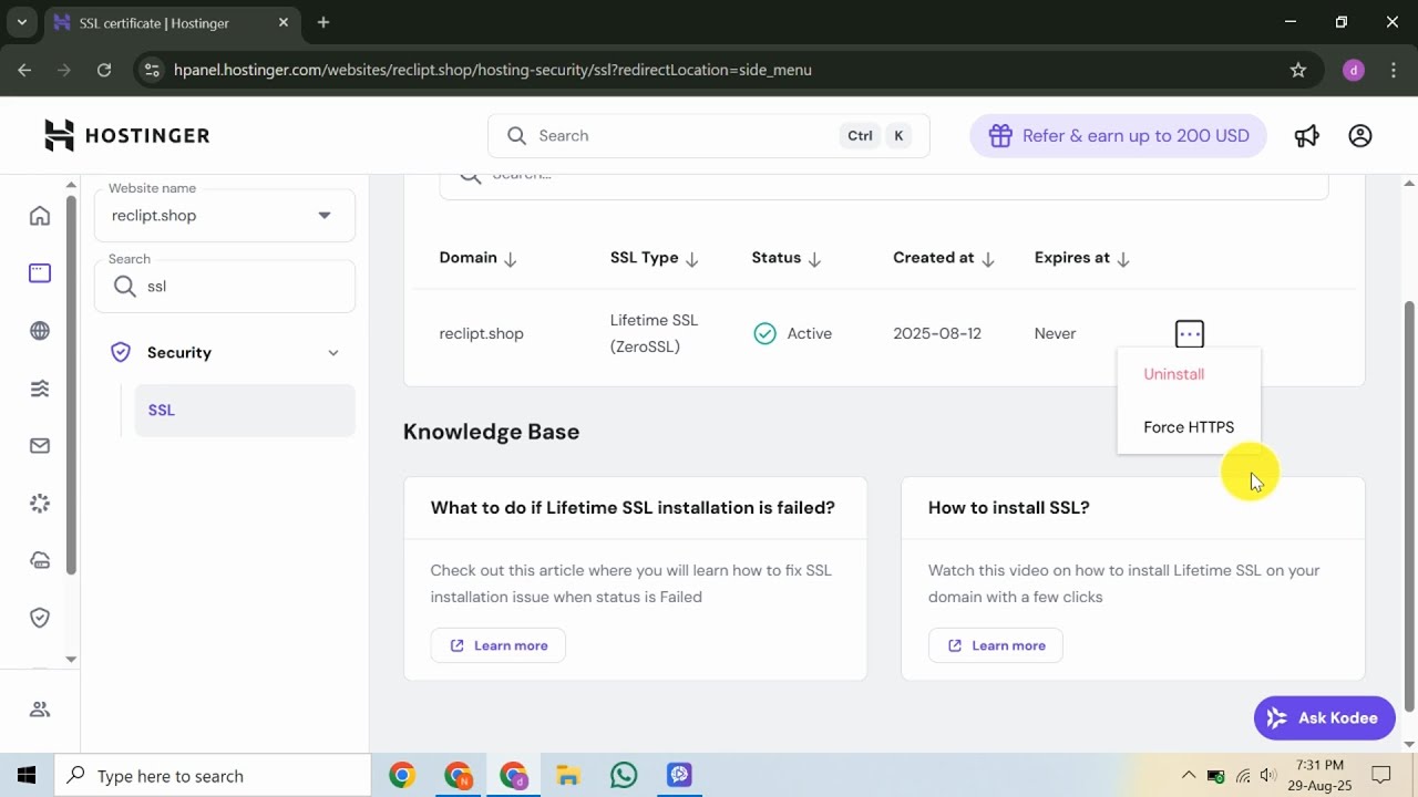 How to Redirect HTTP to HTTPS on Hostinger