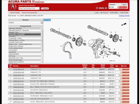 How to find parts in the Acura parts catalog