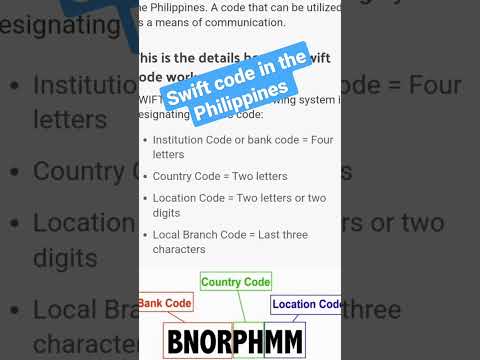 LIST OF SWIFT CODE BANK IN THE PHILIPPINES ???? https://youtu.be/sh9Lls0qgDY#swiftcodebank #swiftcode