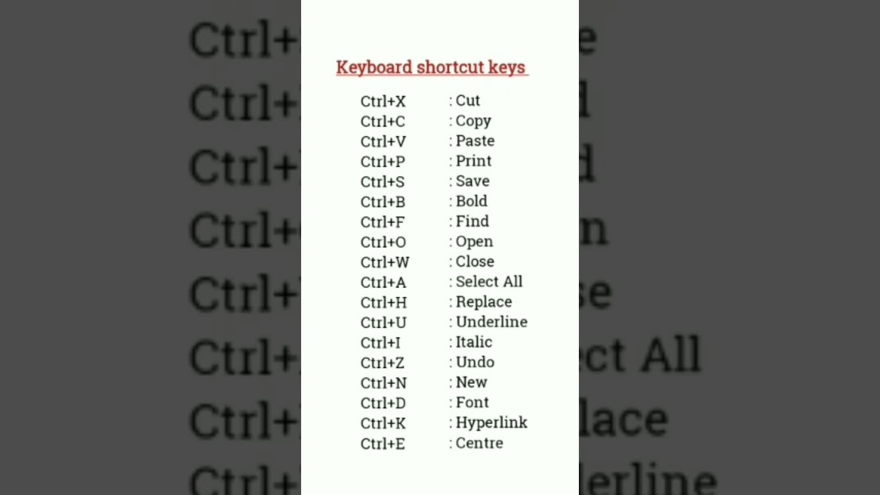 Computer shortcut keys