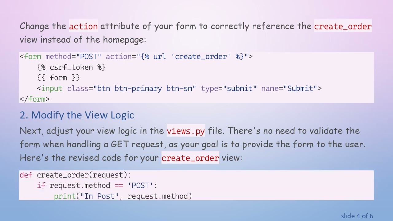 How to Fix Django Form Submission Issues: Making Sure Your ModelForm Uses POST