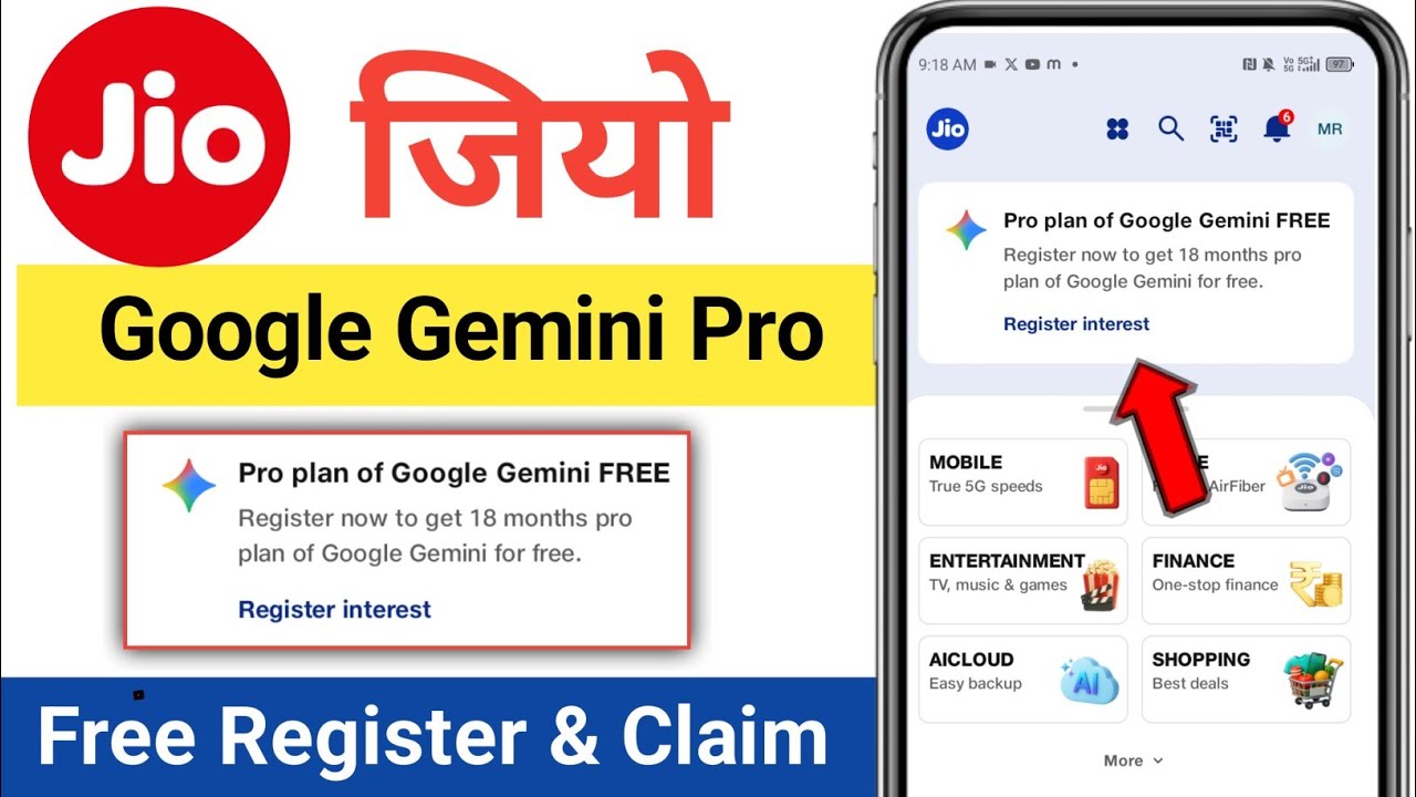 Jio Google Gemini Pro plan Free Offer Claim Kaise Kare | Pro plan of Google Gemini Free Jio Register