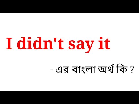 I didn't say it meaning in bengali || I didn't say it এর বাংলা অর্থ কি ?