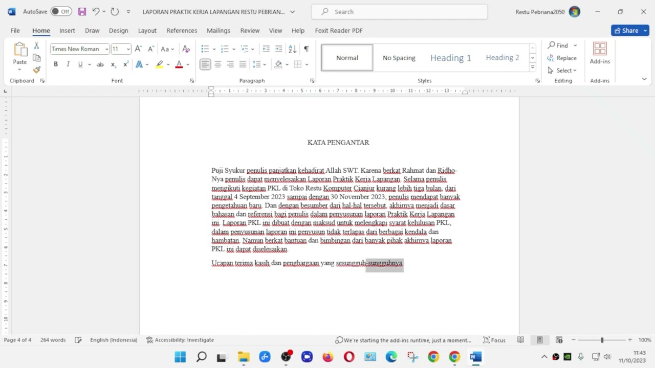 MEMBUAT KATA PENGANTAR DI LAPORAN PKL