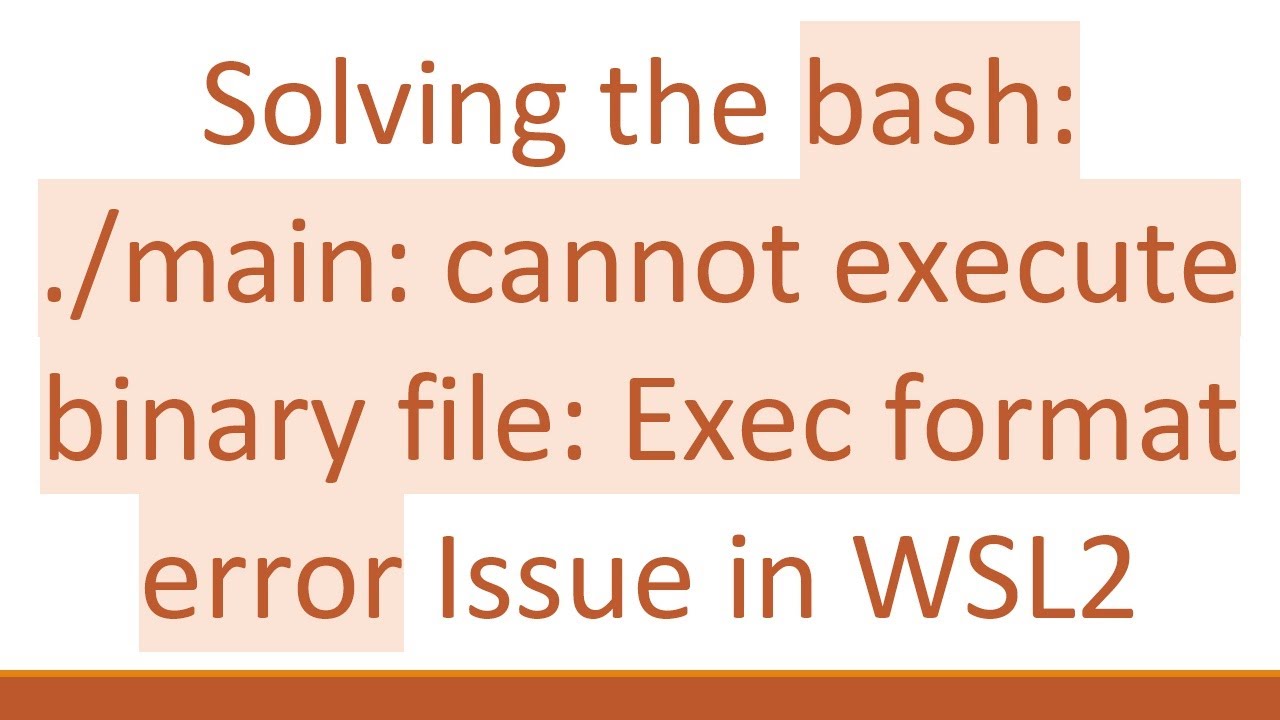Solving the bash: ./main: cannot execute binary file: Exec format error Issue in WSL2
