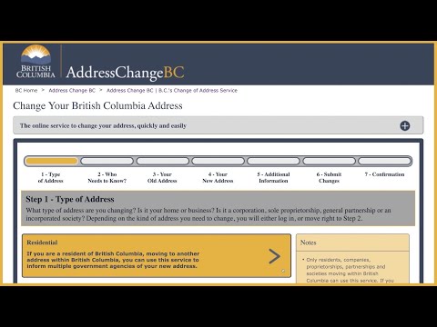 AddressChangeBC Online Service Instructional Video for Residential Applications - September 20, 2022