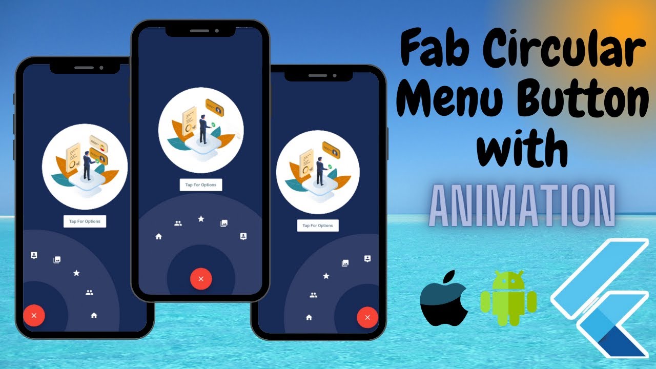 Flutter Fab Circular Menu with Animation. Flutter User Interface. Flutter floating action button.