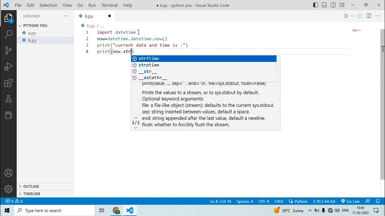 Python program to display the current date and time