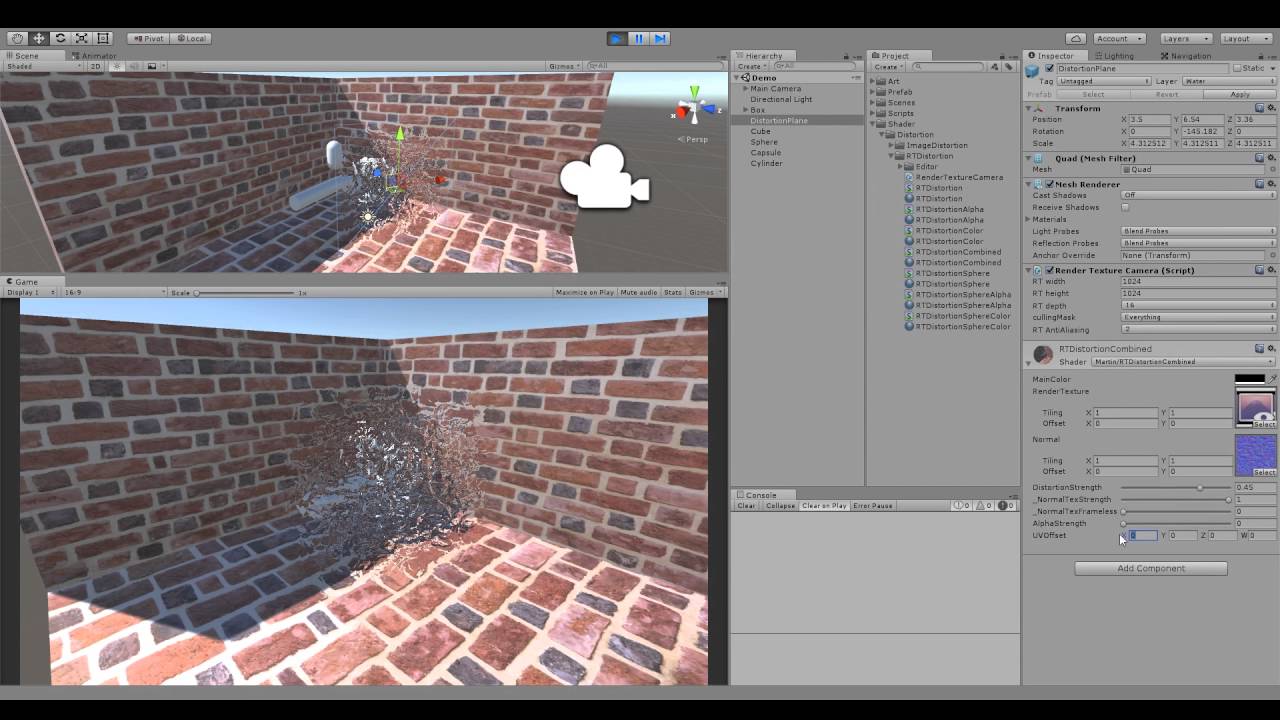 Render texture distortion shader Unity3D