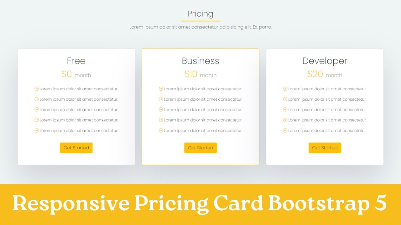 Responsive Pricing Card using Bootstrap 5
