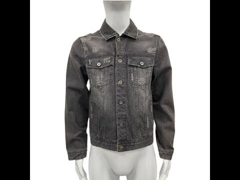 Mens stylish denim embroidery custom logo brand quality black men jeans jacket