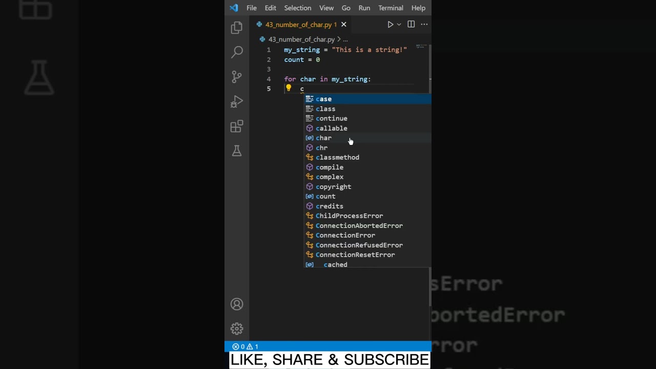 Count Number of characters in a string #shorts #python
