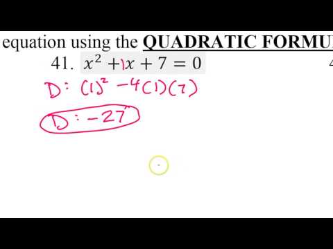 Test C #40 to #42 Quadratic Formula