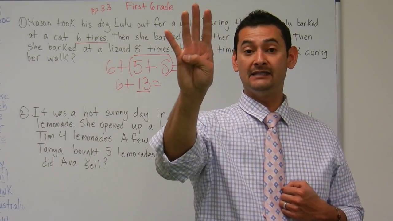 First Grade Hybrid Math Workbook: Word Problems Adding 3 Addends