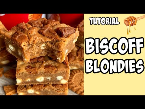Lotus Biscoff Blondies! Recipe tutorial #Shorts
