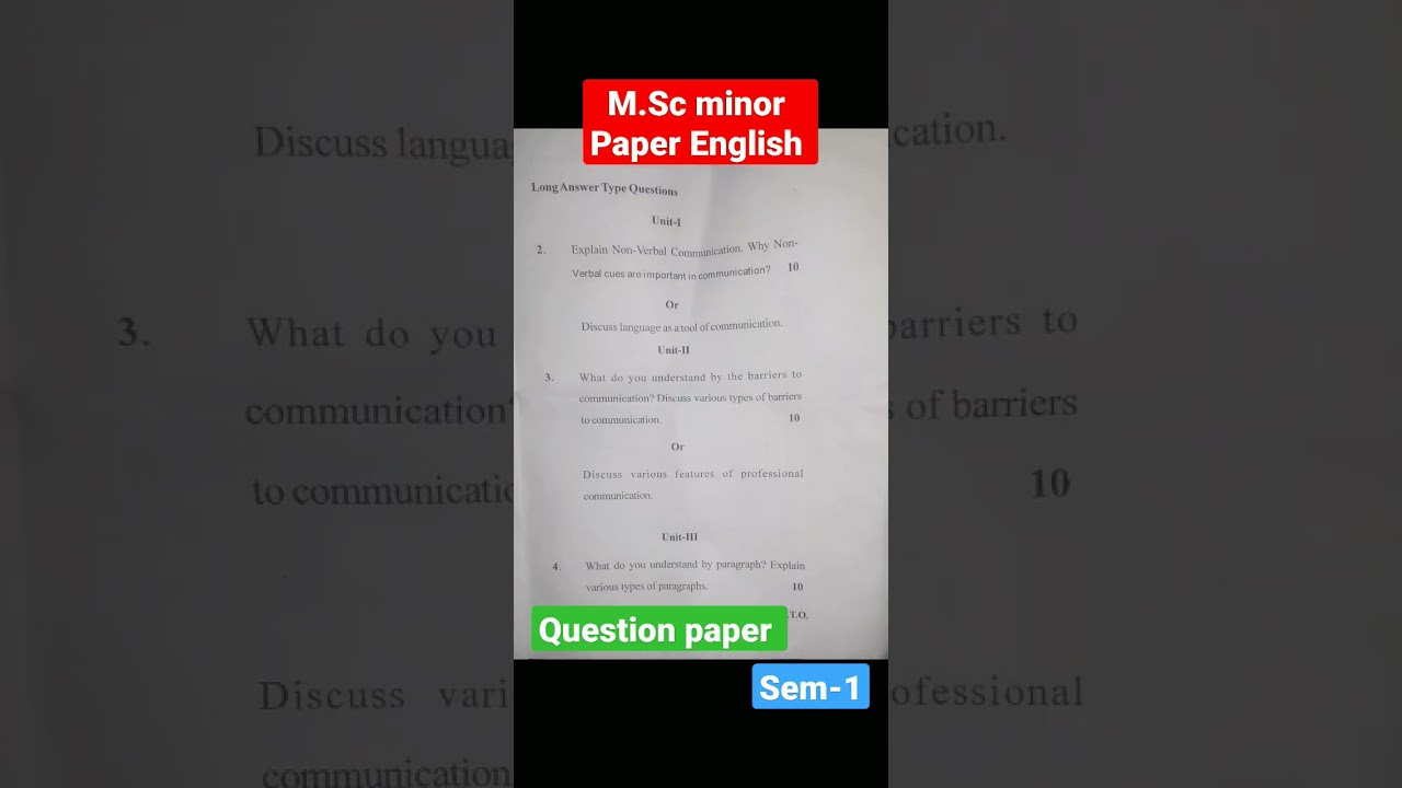 University M.Sc English Minor Paper Semester-1 #shorts #chemistry #msc #jncu #english #exam #viral