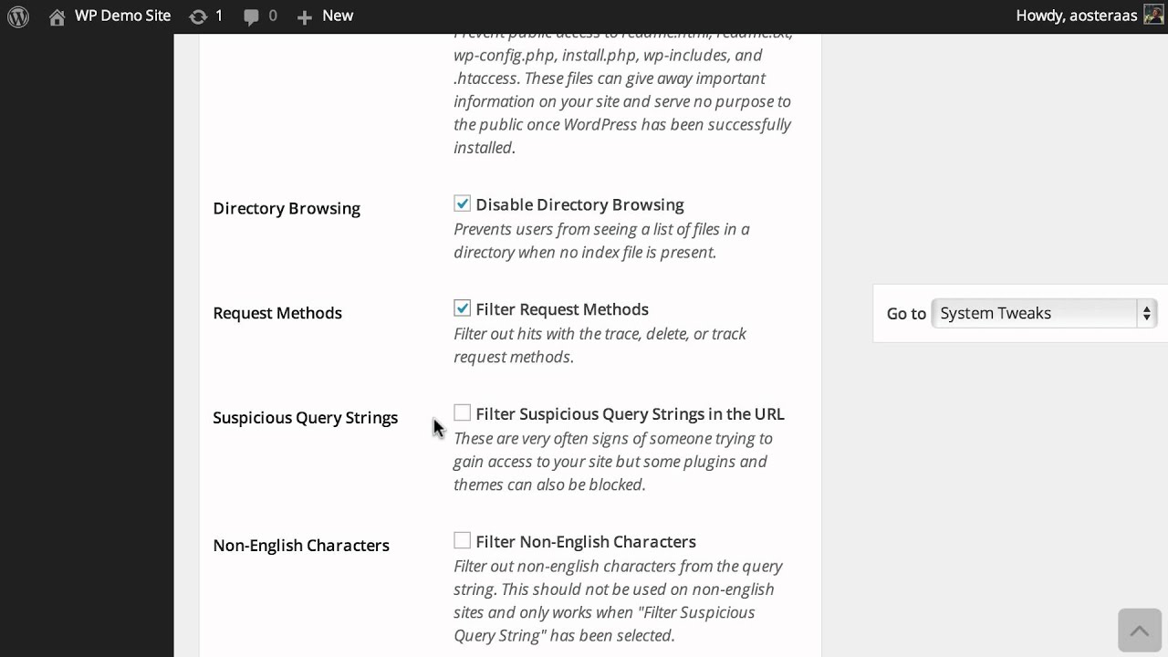 iThemes Security for WordPress: System Tweaks