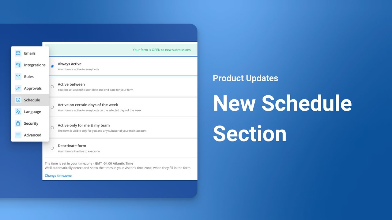 Schedule Section  | 123FormBuilder