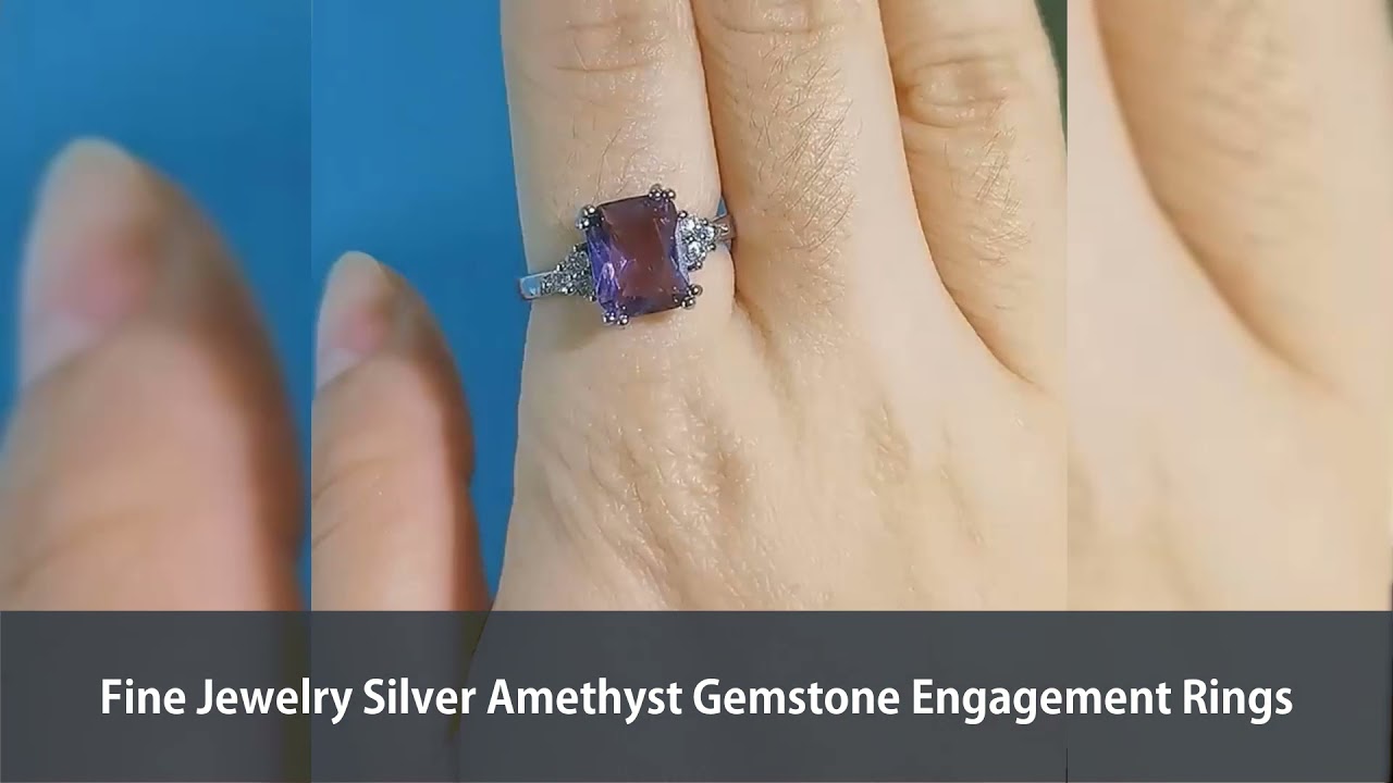 Fine Jewelry Silver Amethyst Gemstone Engagement Rings