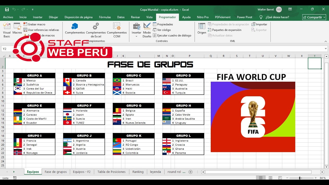 Fixture Mundial 2026 en Excel | Clasificación Automática a 16vos