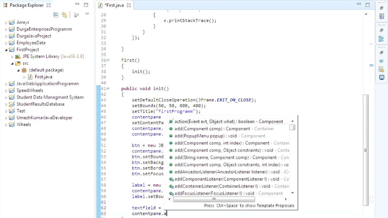 how to create text-field in java swing using eclipse