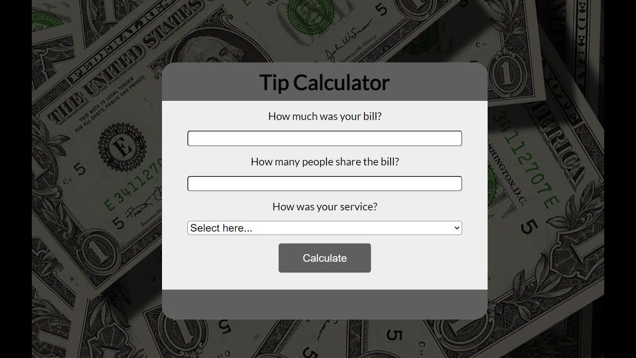Simple Tip Calculator In JavaScript With Source Code | Source Code & Projects