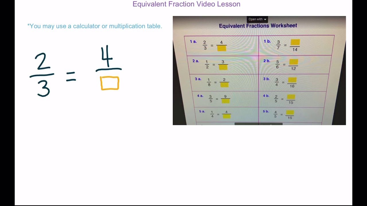 Equivalent fraction video lesson- missing number