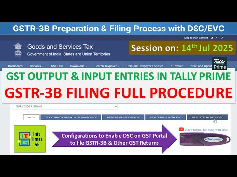 GSTR-3B Filing Process | GSTR 3B Preparation | Output & Input GST Entries in Tally Prime | 14.7.2025