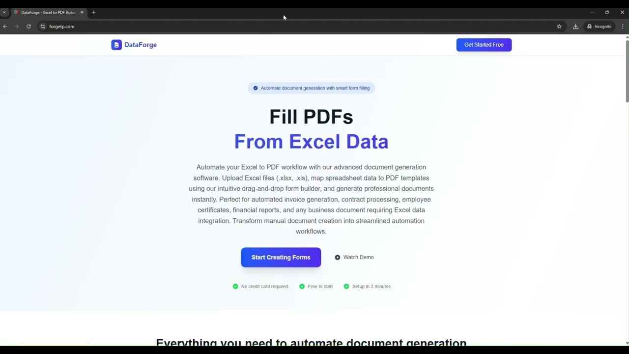 Dataforge - Excel to PDF Automation: Convert Each Row to Custom PDF Instantly