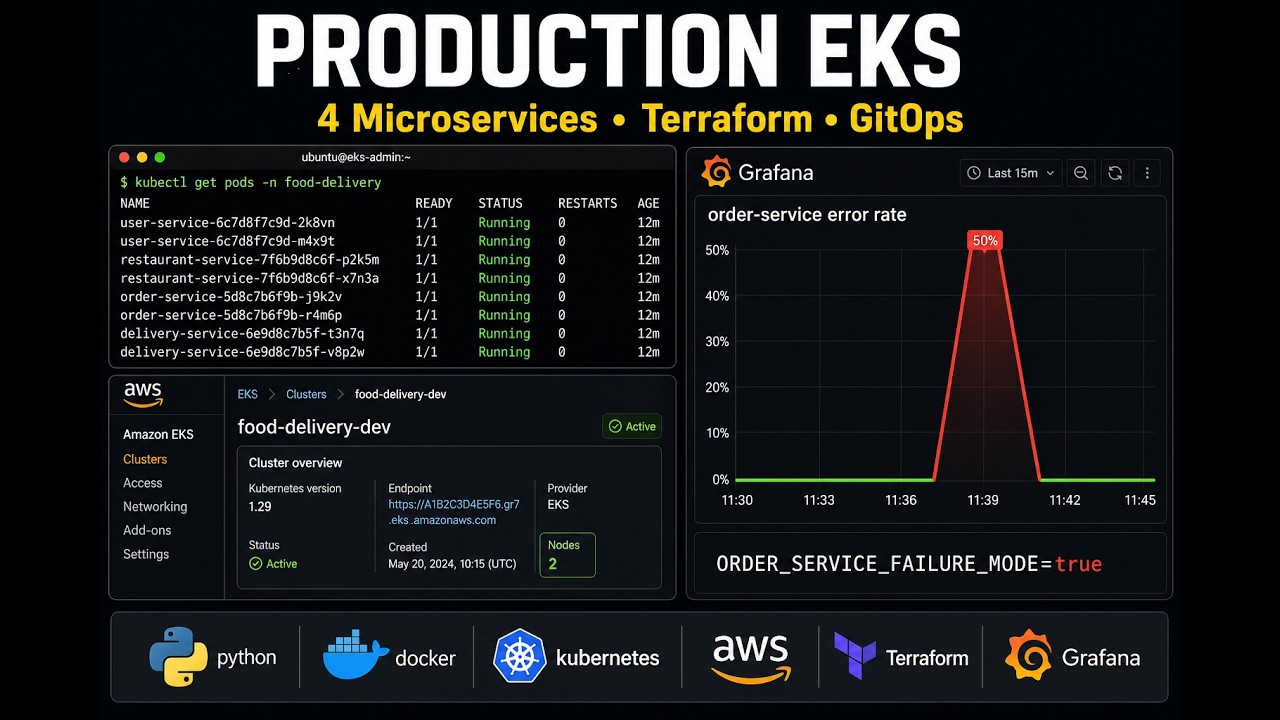 Build a Real Microservices Platform on AWS EKS from Scratch (Terraform + GitHub Actions + Grafana)