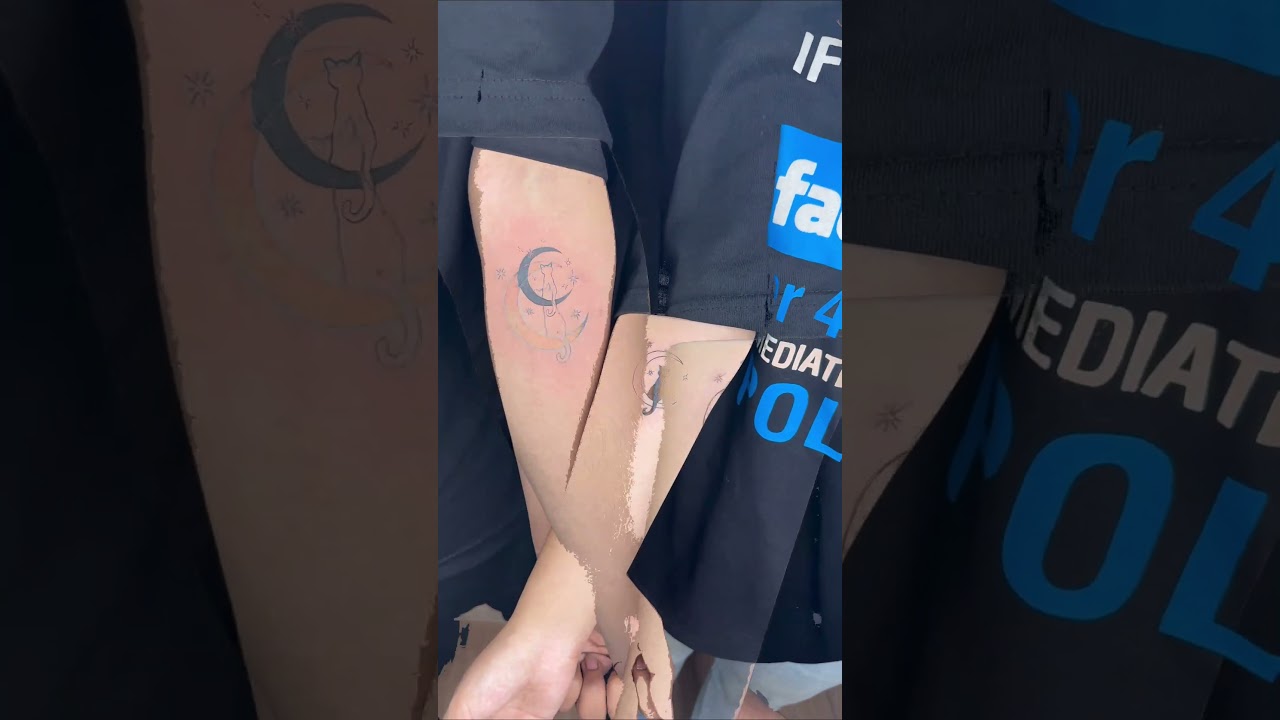 Moon and cat customized Tattoo - InkPark Tattoo Studio - Dhaka, Bangladesh
