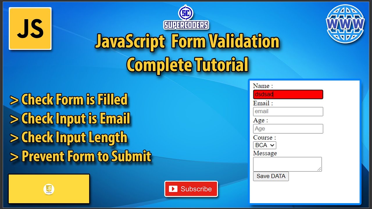 JavaScript Complete Form Validation Tutorial | JS Form Validation Inputs