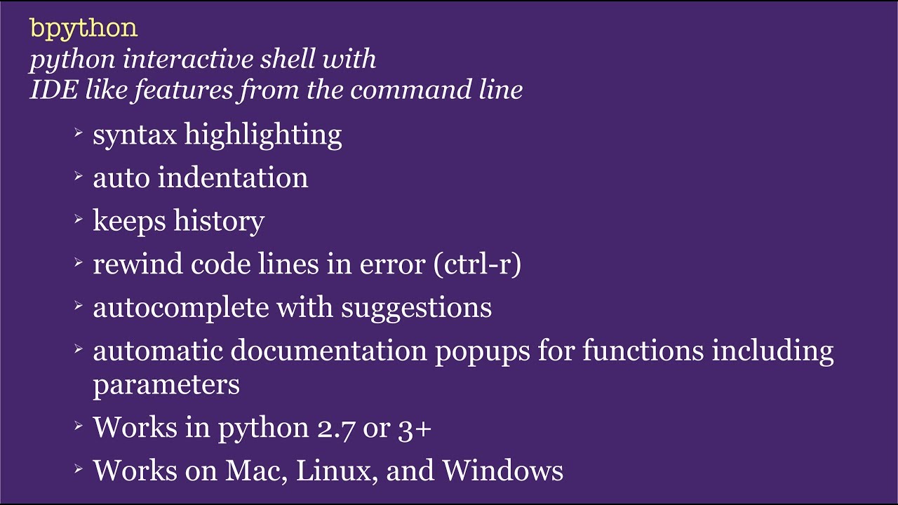 Bpython - alternative interactive python interpreter