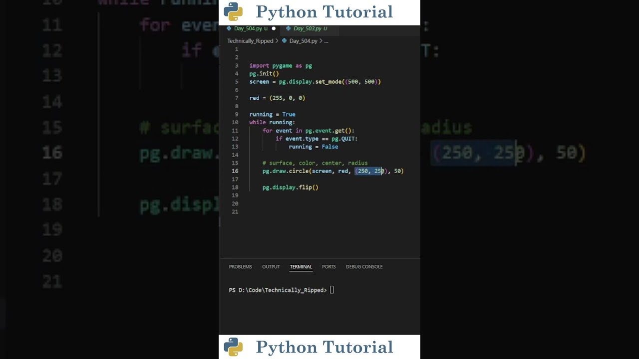 Drawing Circles In Pygame | Python Tutorial