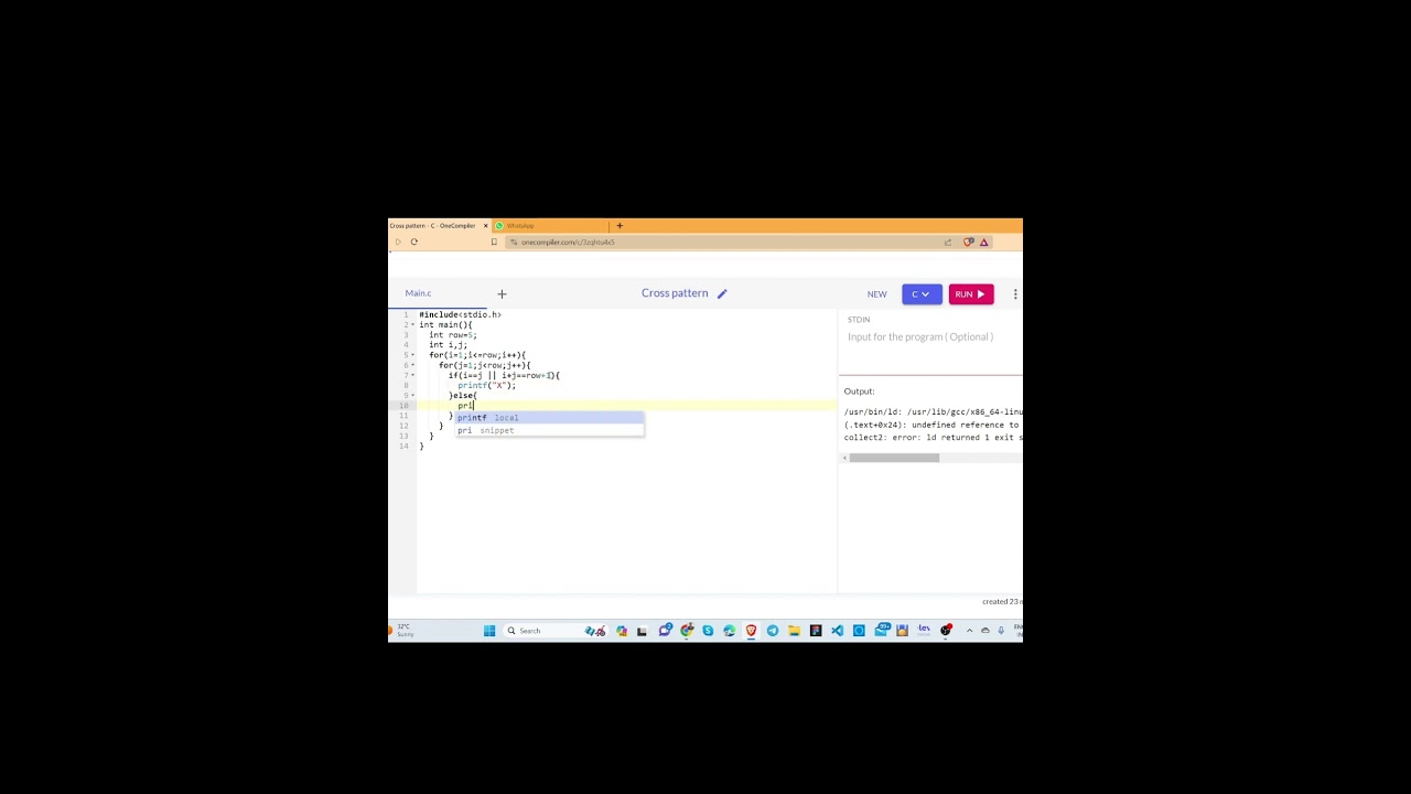 How to Print a Cross Pattern #coding #shortcoding #developerskills #programmingtips