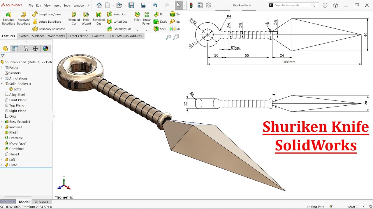 Shuriken knife Modeling in SolidWorks