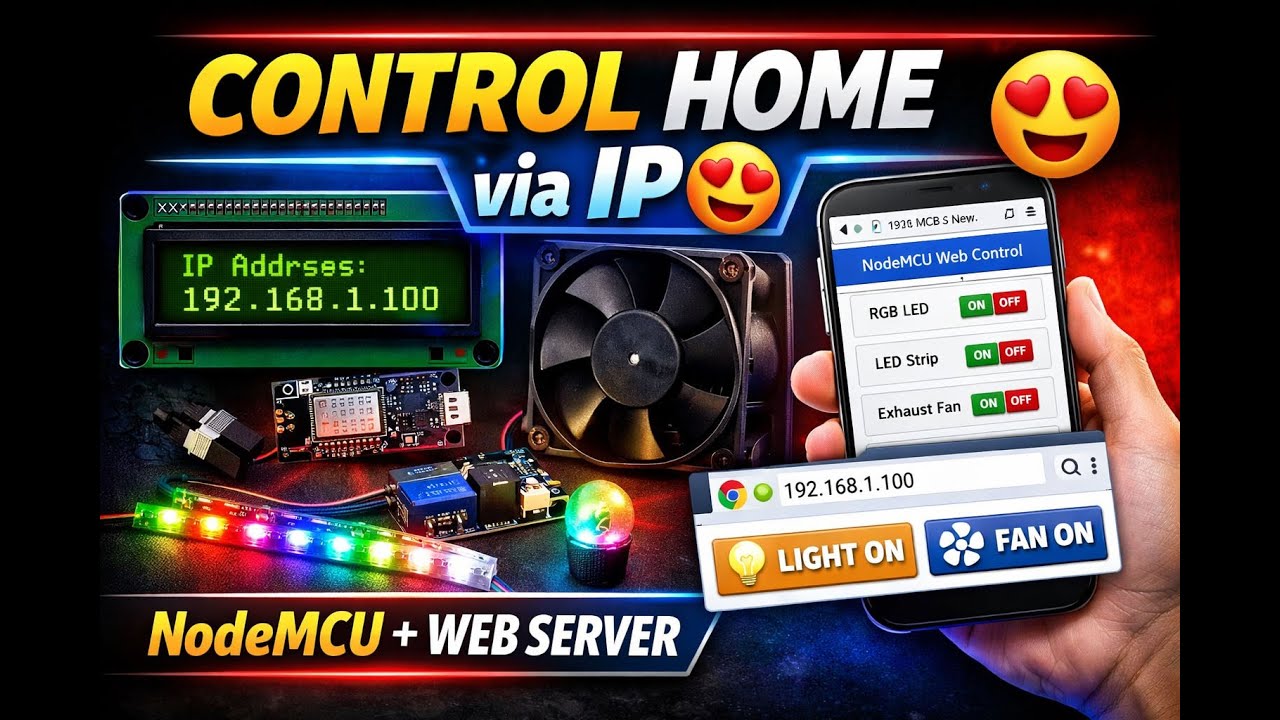 Smart Home Automation using IoT | NodeMCU Web Server Project 🔥 | Project Hub