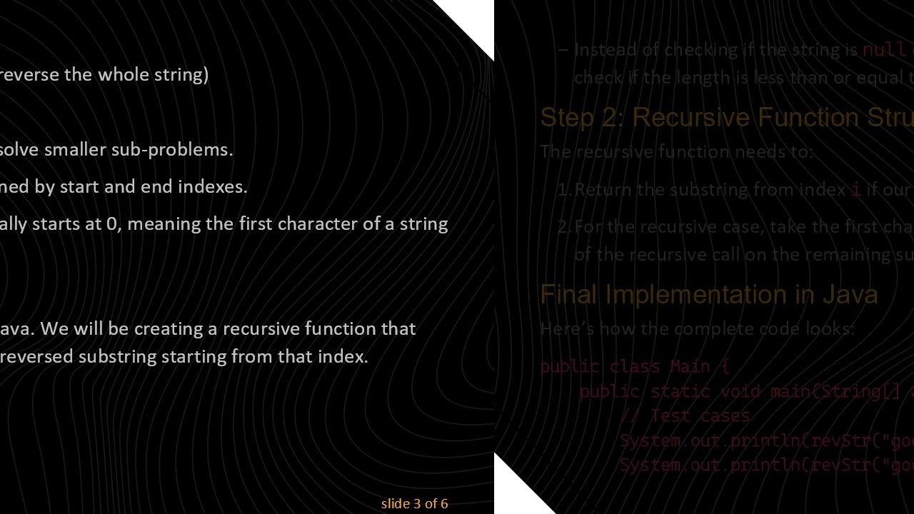 Reverse String at a Specific Index Using Recursion in Java